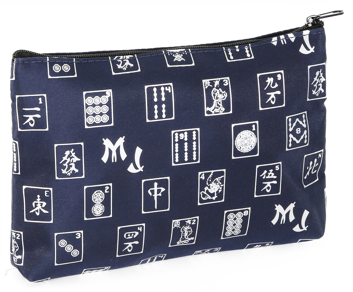 Mah Jongg Navy Blue and Silver 3 Zipper Mah Jong Purse for Mahjong Card