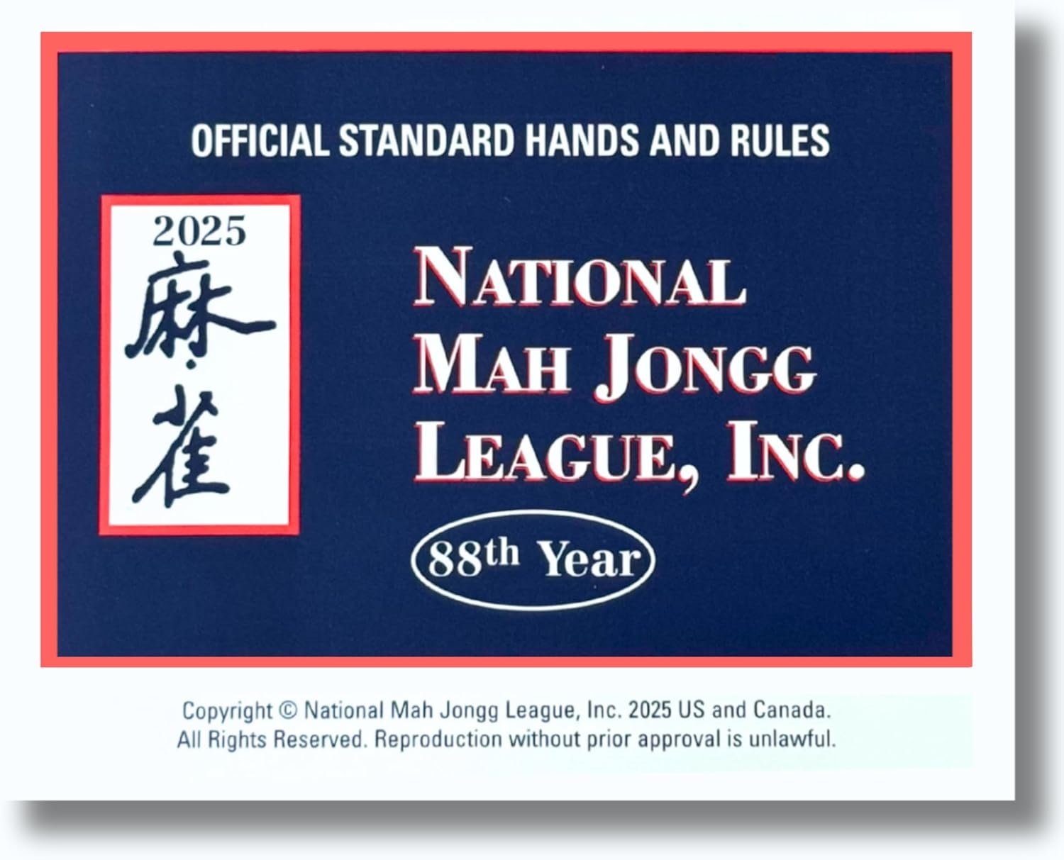 National Mah Jongg League Scorecard 2025 Large Card